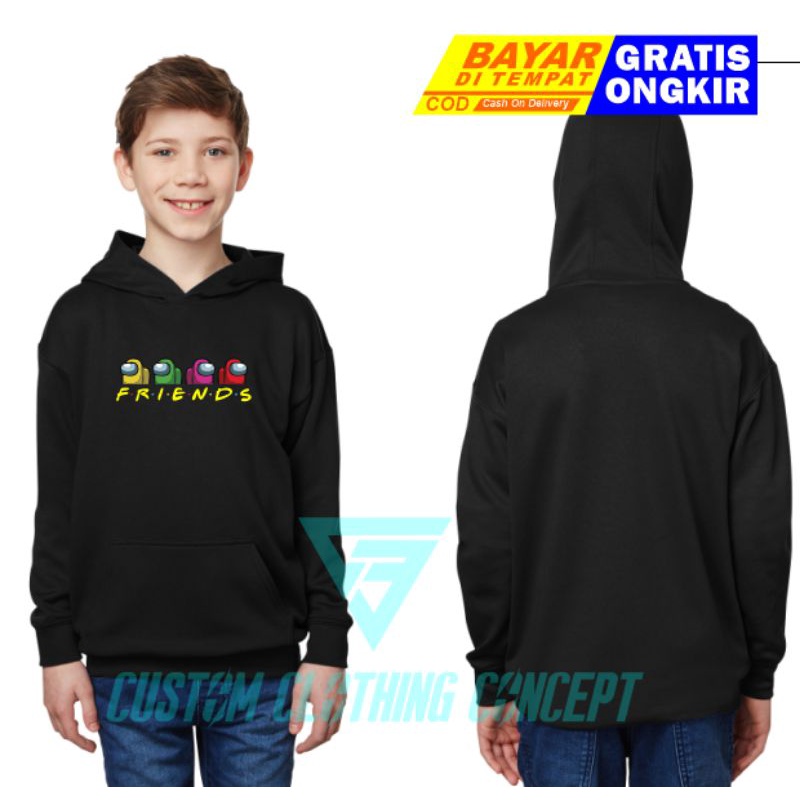 Hitam เสื้อแจ็คเก็ตเด็ก AMONG US FRIENDS CHILDRENS SWETER เสื้อแจ็คเก็ต ...