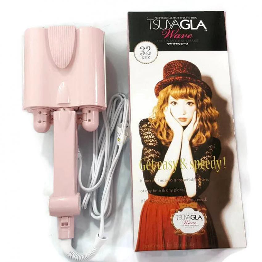 Tsuyagla Wave เครื่องหนีบผมลอนเมอเมด 32 mm (สีชมพู) | Shopee Thailand