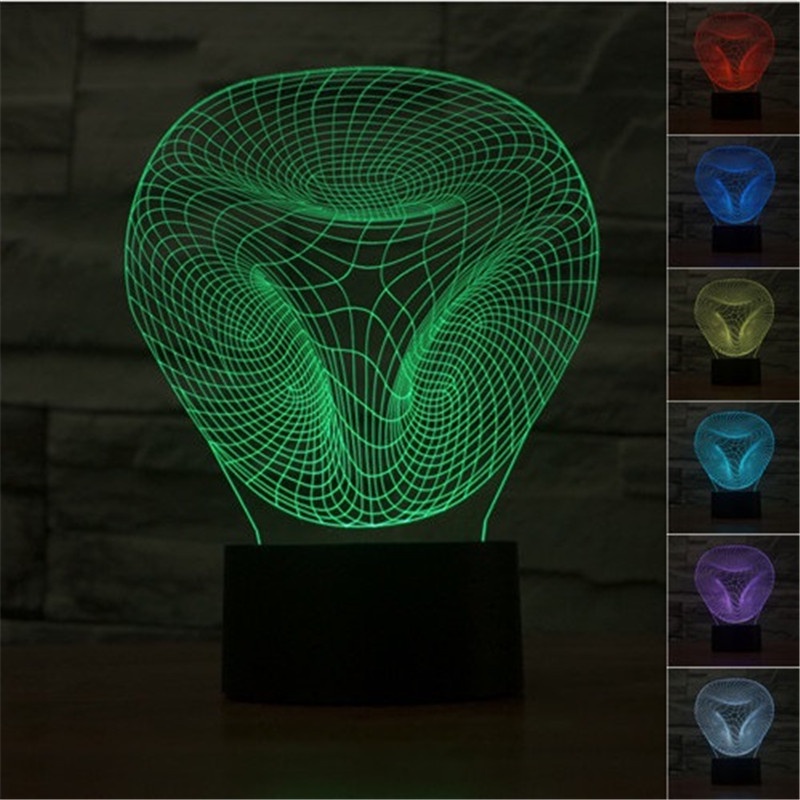 โคมไฟตั้งโต๊ะ LED USB 3D ไล่โทนสี 7 สี สีดํา | Shopee Thailand