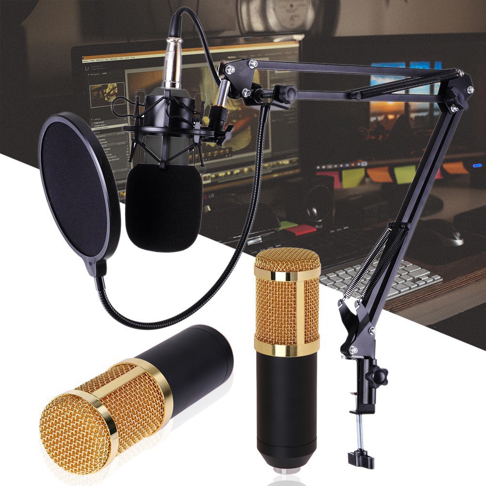 ไมค์ ไมค์อัดเสียง คอนเดนเซอร์ Pro Condenser Mic Microphone BM800 พร้อม ขาตั้งไมค์โครโฟน และ ...