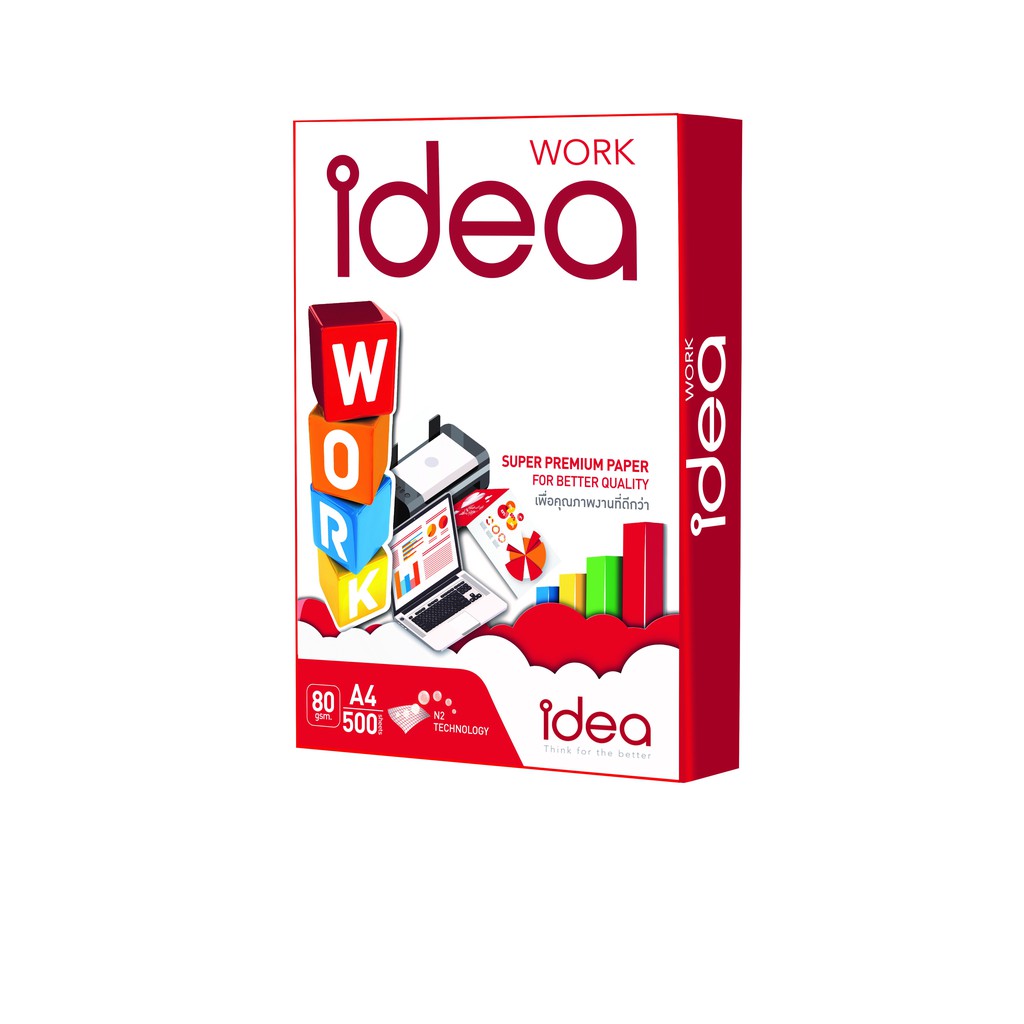 กระดาษถ่ายเอกสาร Idea Work ขนาด A4 80 แกรม 500 แผ่น | Shopee Thailand