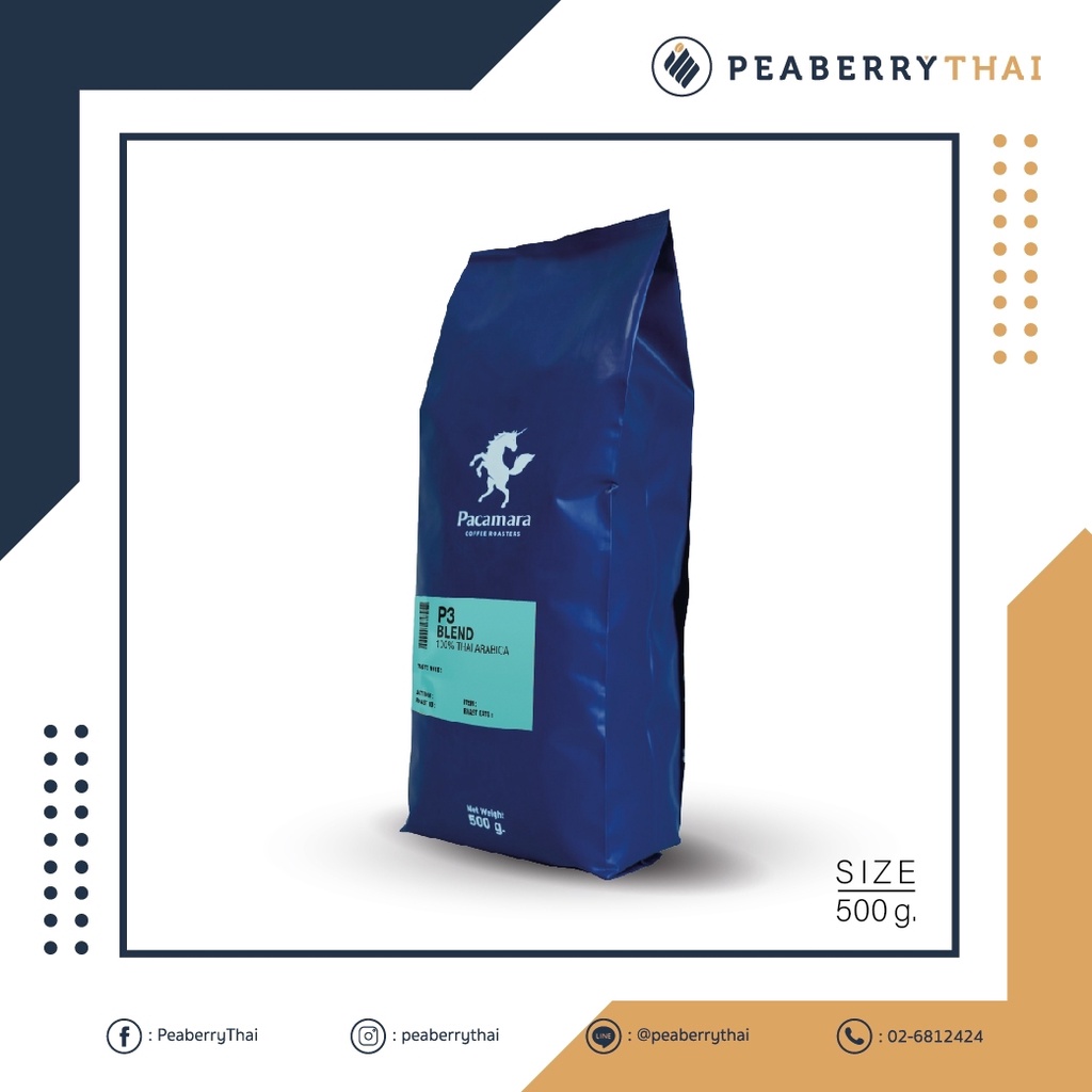 Pacamara P3 Blend 500g เมล็ดกาแฟไทย อาราบิก้า 100% คั่วเข้ม ขนาดบรรจุ ...