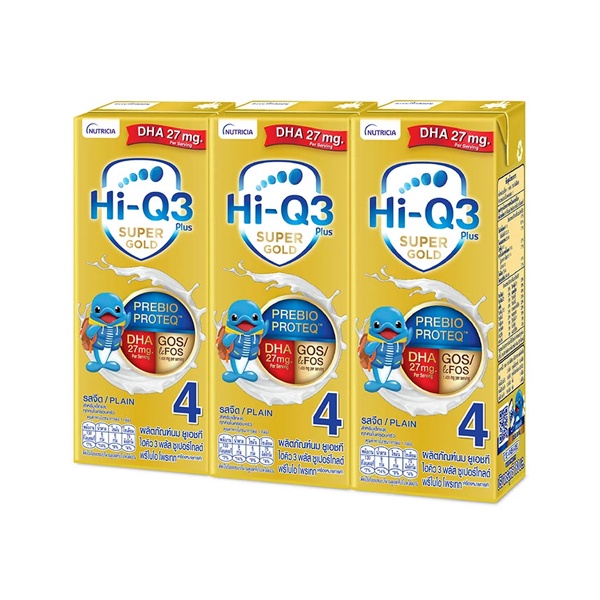(แพ็ค 3) Hi-Q3 Plus Super Gold Prebio Proteq UHT ไฮ-คิว 3 พลัส ซูเปอร์โกลด์ พรีไบโอโพรเทก รสจืด ...