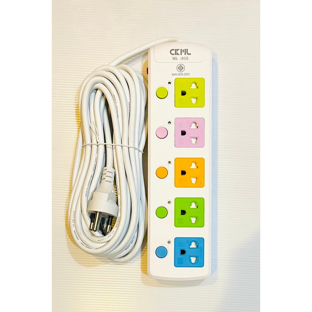 ปลั๊กราง 5 ช่อง CKML 815 (USB) พร้อมสวิตซ์เปิดปิดแต่ล่ะเต้ารับ มีขนาด 3 ...