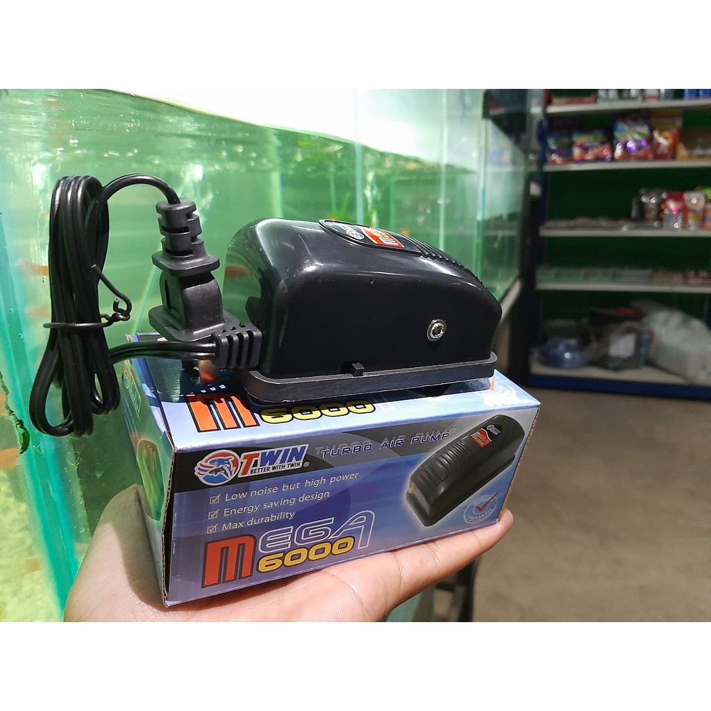 ปั๊มออกซิเจน (MEGA 6000) 1 ทาง : ปรับความแรง 2 ระดับ, เสียงรบกวนต่ำแต่พลังสูง, ประหยัดไฟ, ทนทาน ...