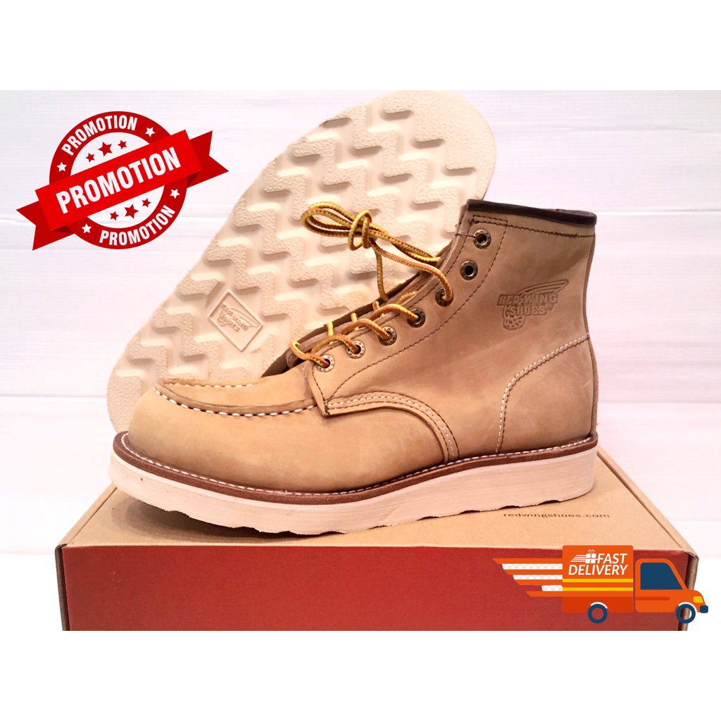 ของพร้อมส่ง รองเท้าหนังหุ้มข้อสีครีม redwing boot รับประกันสินค้า หนังแท้100% รองเท้าบูท ผช ...