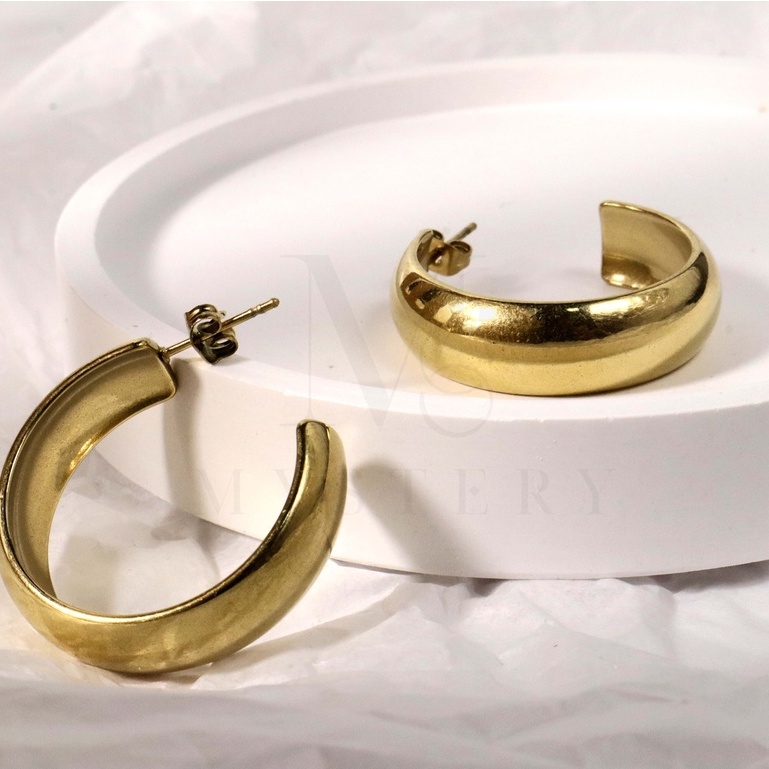 C-Hoop - earring 18k gold best quality ต่างหูเงินแท้ ต่างหูสแตนเลส ชุบ ...