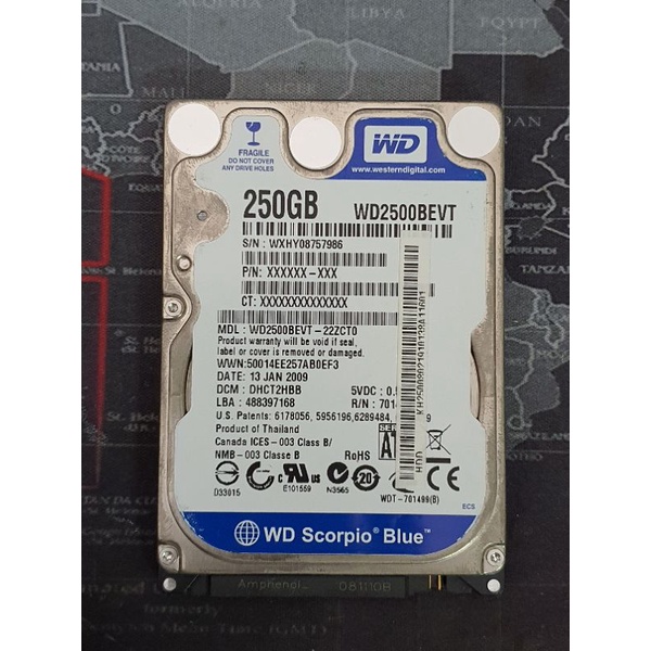 Western Digital WD2500BEVT-22ZCT0 - 250GB 5.4K RPM SATA 2.5" Hard Drive ...