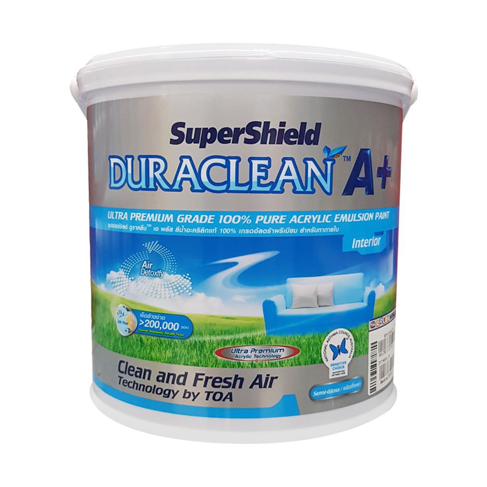 สีน้ำทาภายใน TOA SUPERSHIELD DURACLEAN A+ Base B กึ่งเงา 1 แกลลอน สีน้ำ ...