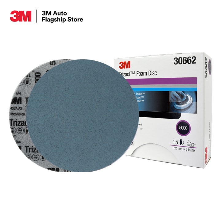 3M (1 กล่อง/15แผ่น) 30662 กระดาษทรายกลมไตรแซ็ค TRIZACT HOOKIT FOAM DISC ...