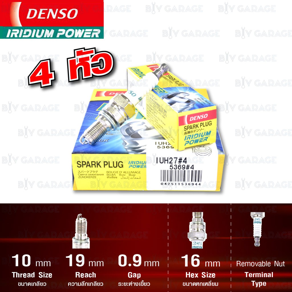 DENSO หัวเทียนเข็ม Series Iridium IUH27 ใส่มอเตอร์ไซค์ ฮอนด้า Honda ...