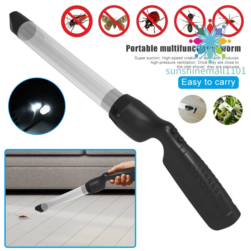 SM01 Portable Insect Sucker Vacuum LED Fly Bugs Buster Spiders Suction ...