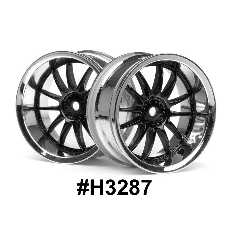 HPI 3287 WORK XSA 02C WHEELS 26mm CHROME/BLACK (6mm OFFSET) | Shopee ...