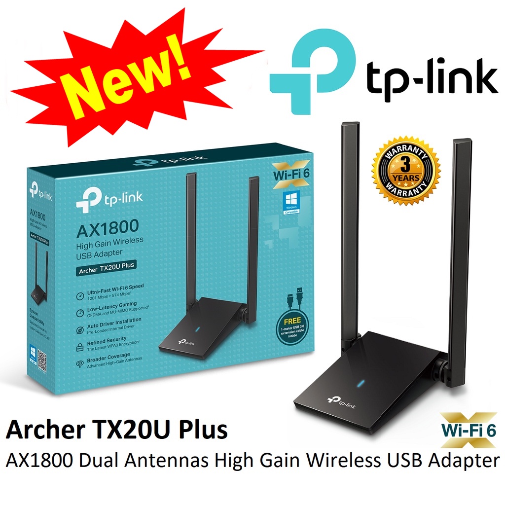 TP-LINK (Archer TX20U Plus) AX1800 WiFi 6 Dual Antennas High Gain Wireless USB Adapter ความเร็ว ...