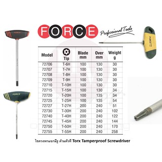 FORCE Taiwan ไขควงท็อก ไขควง 6 แฉกมีรู ด้ามตัวที Torx tamperproof T-handle T5H T6H T7H T8H T10H ...