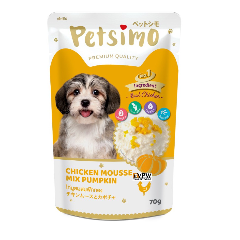Petsimo Dog Chicken Mousse Mix Pumpkin 70 G เพ็ทซิโม่ สุนัข ไก่มูสผสม ...