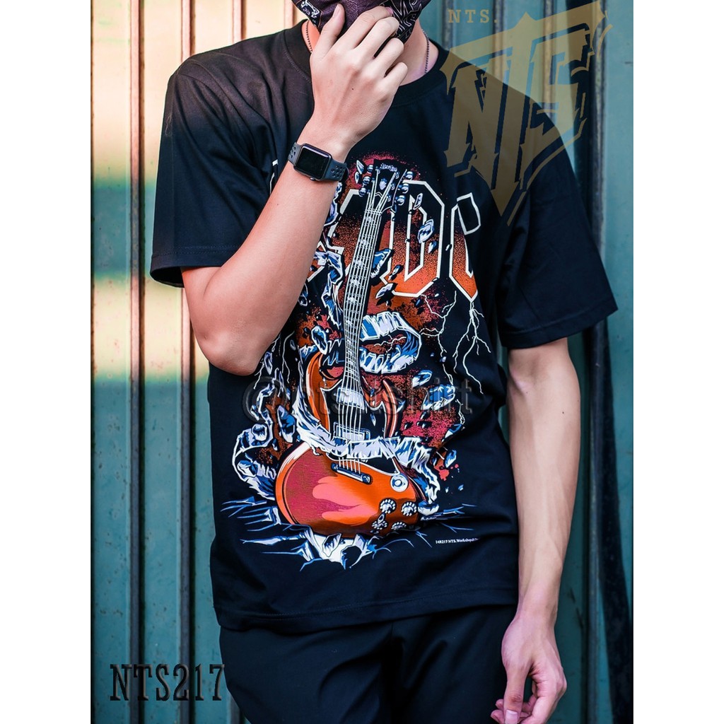 NTS 217 AC DC ROCK เสื้อยืด เสื้อวง เสื้อดำ สกรีนลายอย่างดี ผ้าหนานุ่ม ไม่หดไม่ย้วย NTS T SHIRT ...