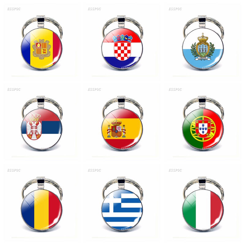 Southern Countries Flag พวงกุญแจสเปนอิตาลีโปรตุเกส Greece Romania ...