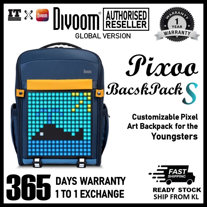 Divoom Pixoo Backpack S ที่ปรับแต่งได้ RGB Pixel Art การออกแบบหลายช่องคุณสมบัติแฟชั่นไอคอน LED ...