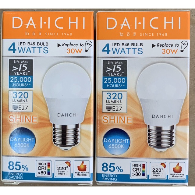 หลอดไฟ แอลอีดี 4วัต DAI-ICHI 4W LED Bulb ขั้ว E27 แสงขาว/แสงวอร์ม หลอดไฟ LED ยี่ห้อไดอิชิ ...