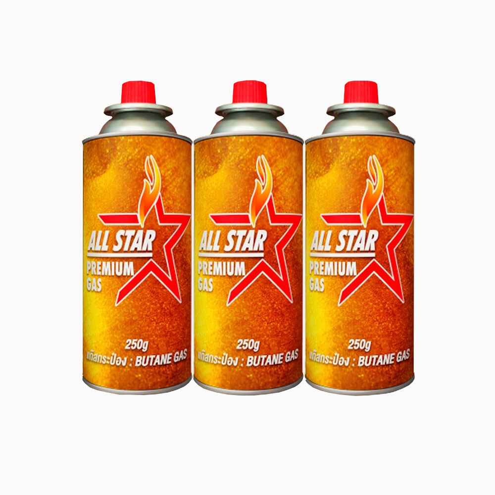 ℗All STAR Premium Gas แก๊สกระป๋อง ความจุก๊าซ 250 กรัม ใช้ได้ยาวนาน 6 ...
