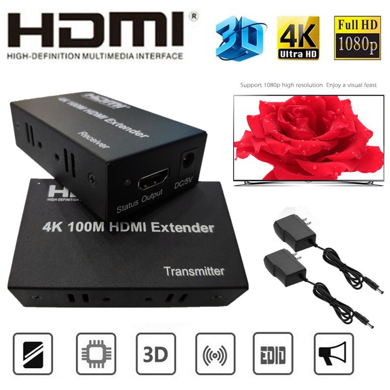 HDMI 4K hdmi extender 100m ใช้ สาย lan cat 5e-6 | Shopee Thailand