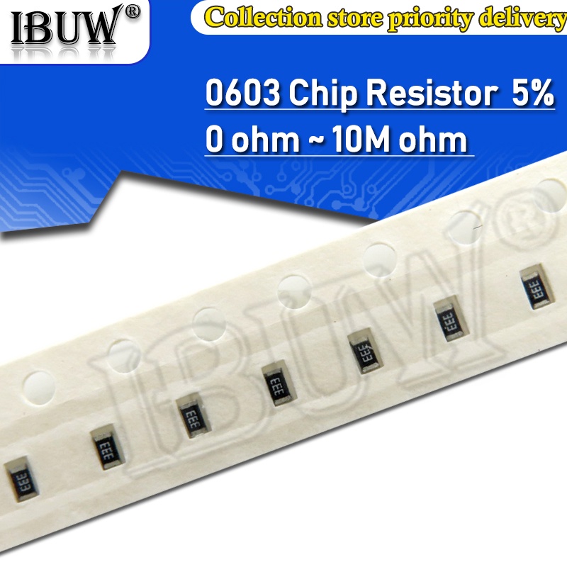 ชิปต้านทาน SMD 0603 5% 1/10W 11K-910K 11K 20K 22K 33K 91K 100K 200K 220K 330K 910K 100 ชิ้น ...