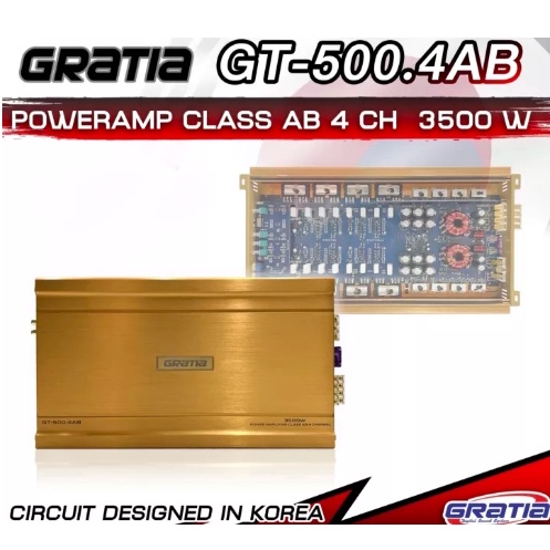 Class AB 4CH รุ่น GT-500.4 ยี่ห้อ Gratia แอมป์เกาหลี ขับเสียงกลาง แรง ชัด เหลือๆ (รับประกันศูนย์ ...