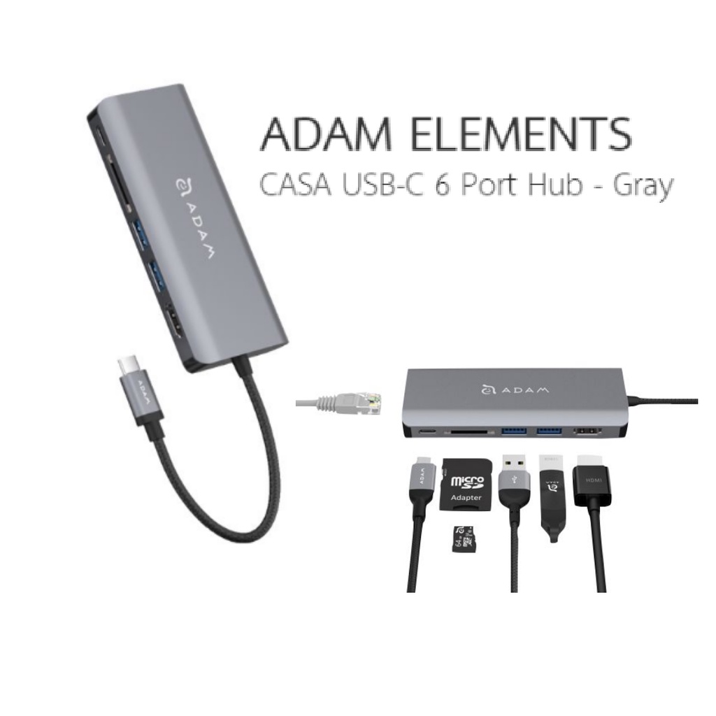 ADAM ELEMENTS CASA USB-C 6 Port Hub - Gray | Shopee Thailand