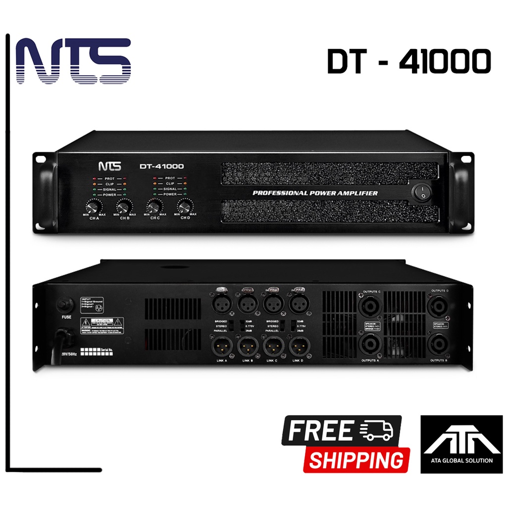 NTS DT-41000 เพาเวอร์แอมป์ 4CH เป็นเพาเวอร์ที่มี 4 ช่อง ขนาดความสูง 2U เป็นเครื่องขยายเสียง รูป ...