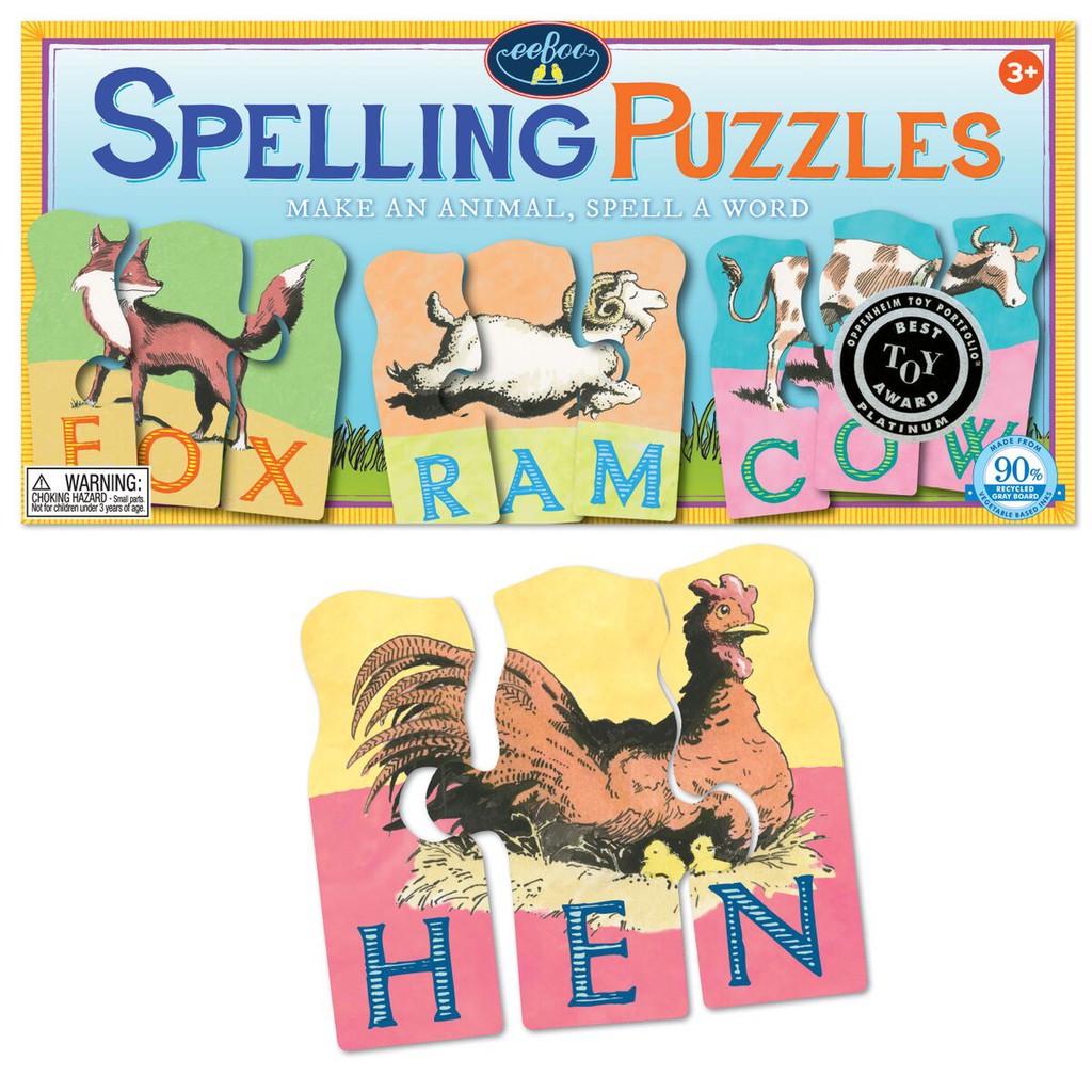 eeboo Animal Spelling Puzzle Revised - จิ๊กซอว์สอนสะกดคำศัพท์รูปสัตว์ ...