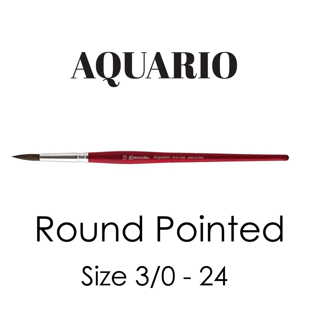 ESCODA พู่กันสีน้ำ หัวกลม Round pointed ขนกระรอกแท้ (Kazan Squirrel) 1125 ESCODA AQUARIO ROUND ...