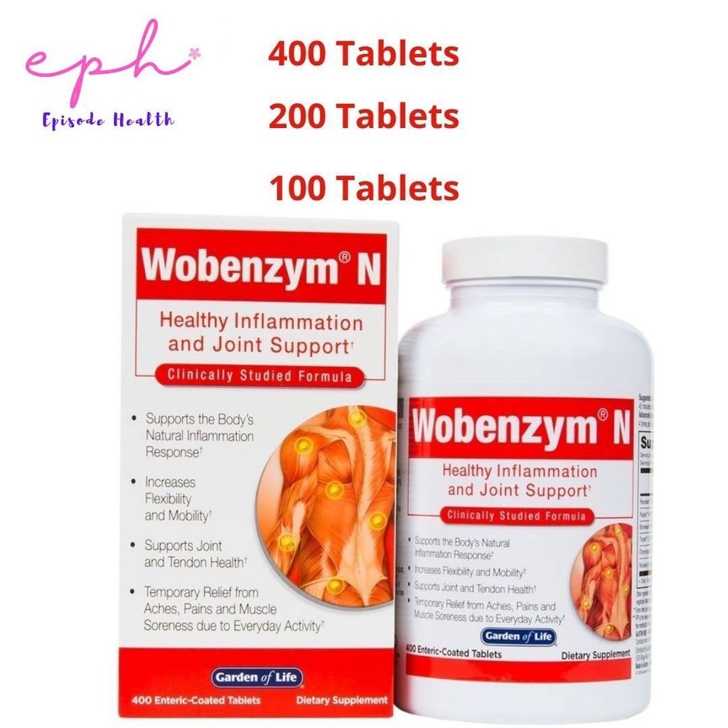 Garden of Life Wobenzym N Joint Health (400 / 200 / 100 Enteric-Coated ...