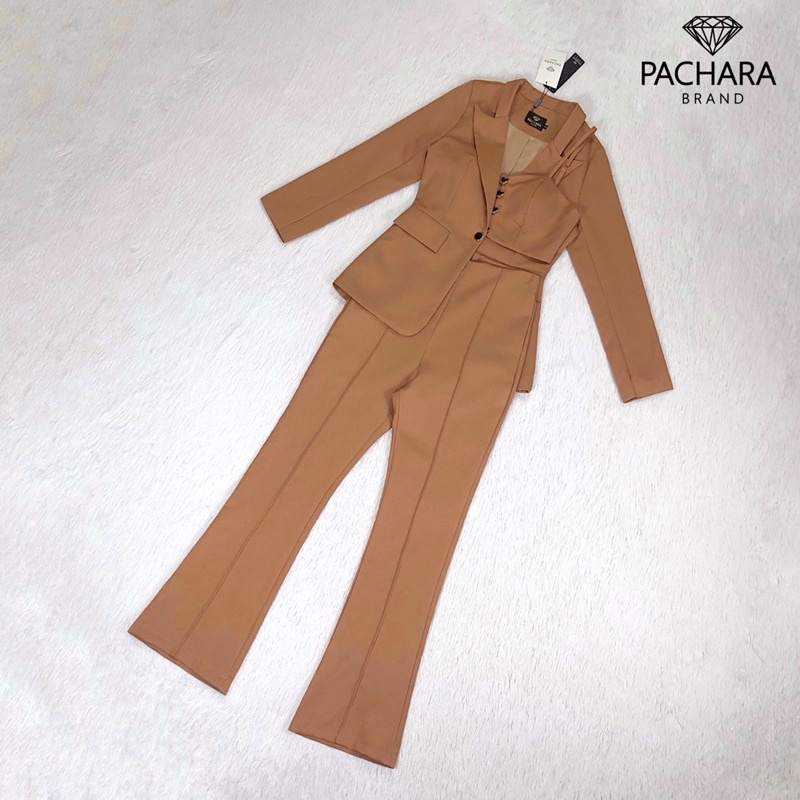 ชุดเซทสูท ชุดสูทสีน้ำตาล งานป้าย Pachara | Shopee Thailand