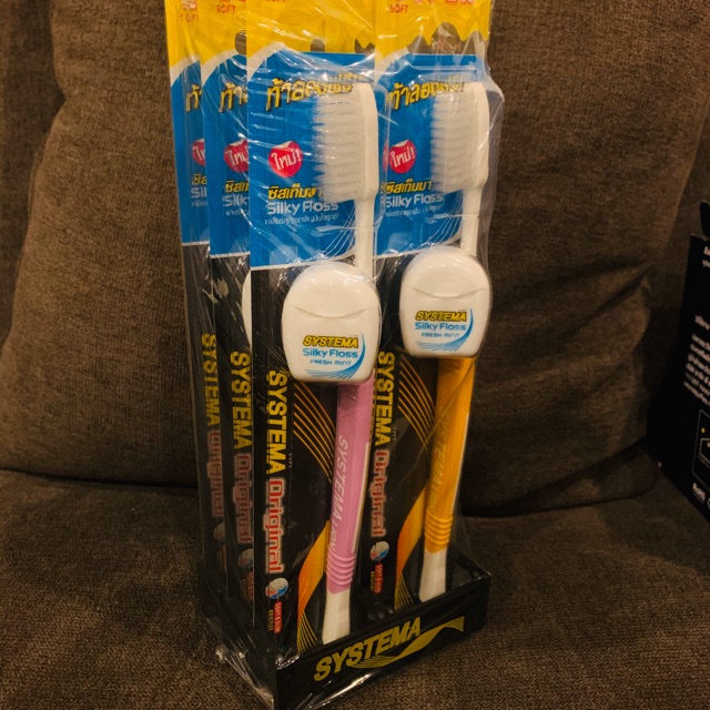 แปรงสีฟัน systema original Soft & Slim 1แถม1 กับ systema silky floss 59 ...