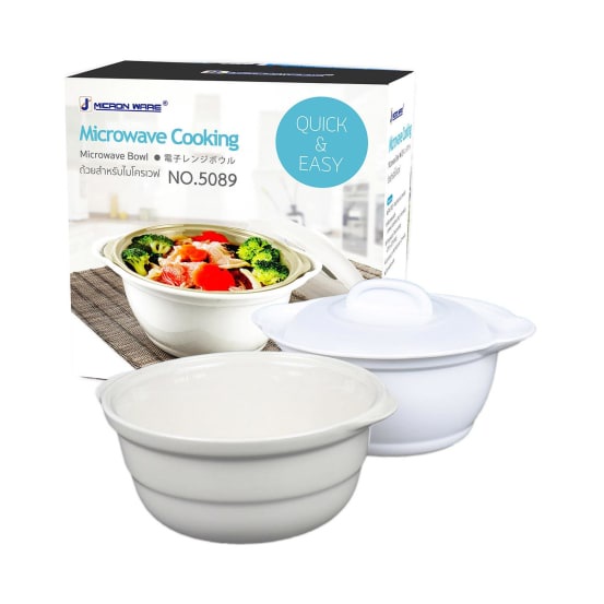 ชามไมโครเวฟ5089 ชุด 3 ชิ้น สำหรับต้มและอุ่นอาหารในไมโครเวฟ ความจุ 0.9 ลิตร แบรนด์ Micron Ware ...