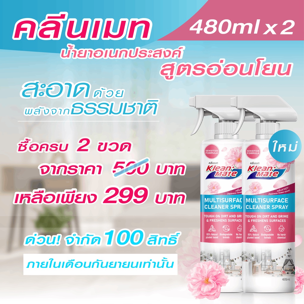 (ชุดสุดคุ้ม 299 บาท) KleanMate / คลีนเมท สเปรย์ทำความสะอาด สูตรอ่อนโยน ...