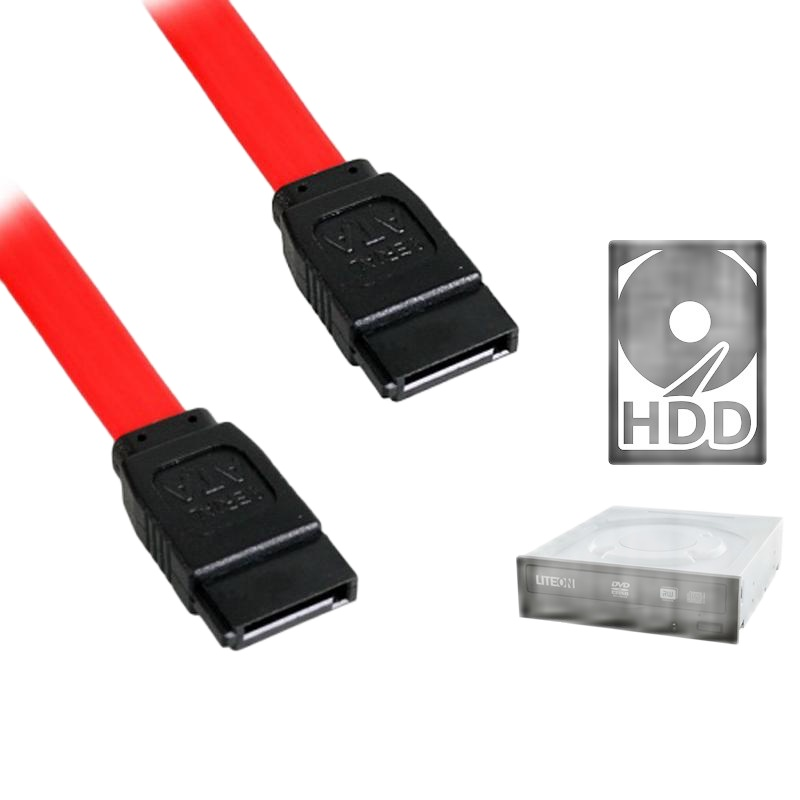 cable sata2.0 สายฮาร์ดดิส สาย Sata 2.0 ยาว 30cm ใช้เชื่อมต่อ HDD,DVD-RW ...