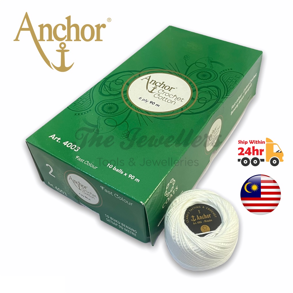 Anchor Crochet Cotton Size No.2 , 8 , 10 / Benang Kapas Kait Anchor (1 ...