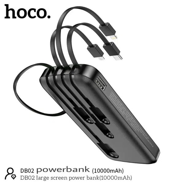 [ของแท้ ส่งไว ]Hoco DB02 powerbank 10000mAh มีมอก. มาพร้อมสายชาร์จ 4 ...