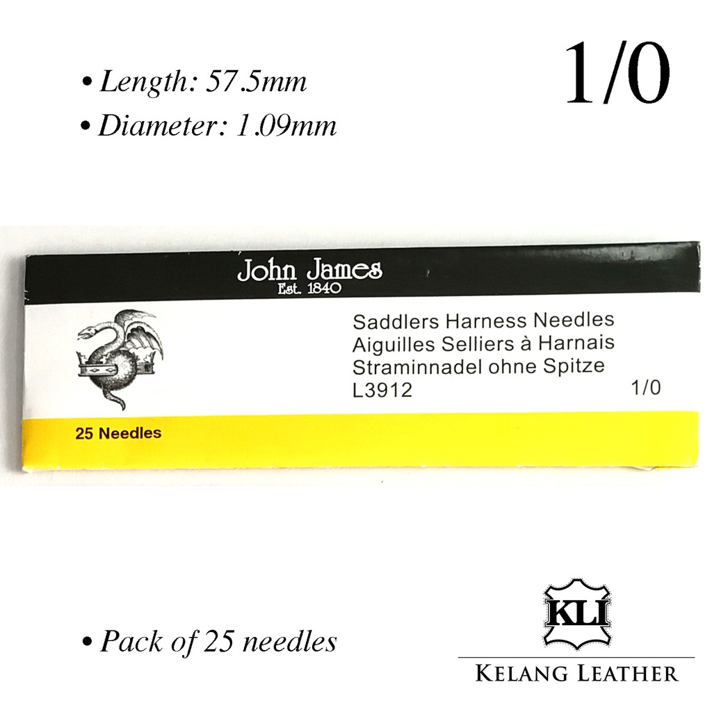 JOHN JAMES Saddlers Harness Needle Jarum Jahit Kulit Pack 25 เข็มหรือ ...