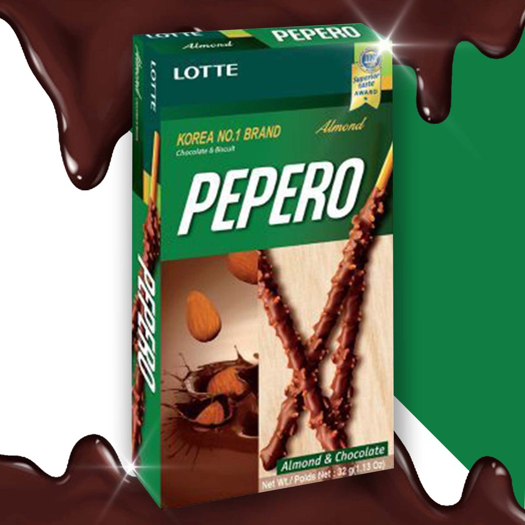 Pepero Original Almond เปปเปอโร อัลมอนด์ 🍫บิสกิตแท่งเคลือบช็อกโกแลตและ ...