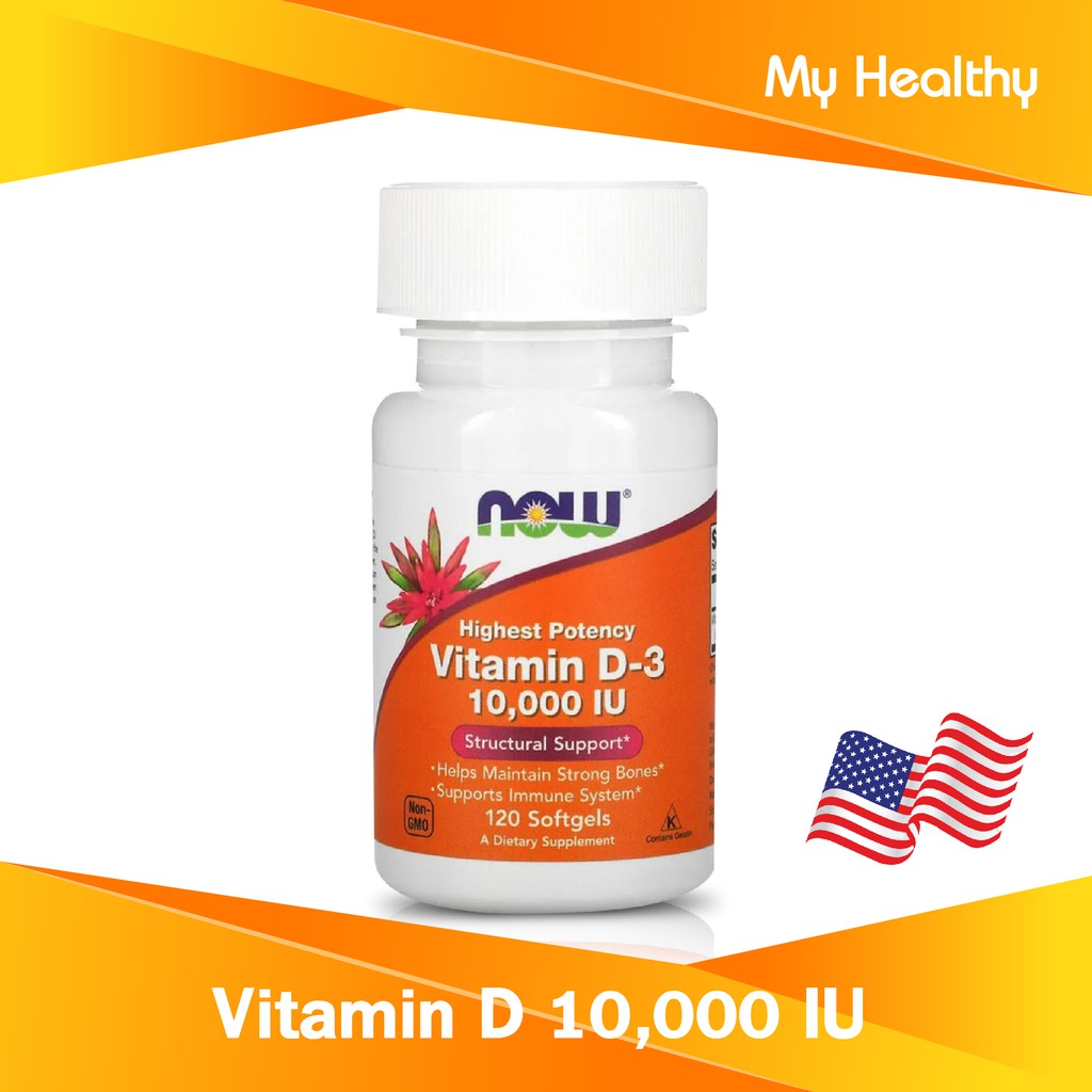 [Exp2026] วิตามินดี Now Foods Highest Potency Vitamin D3 (10,000 IU) 120 Softgels | Shopee Thailand