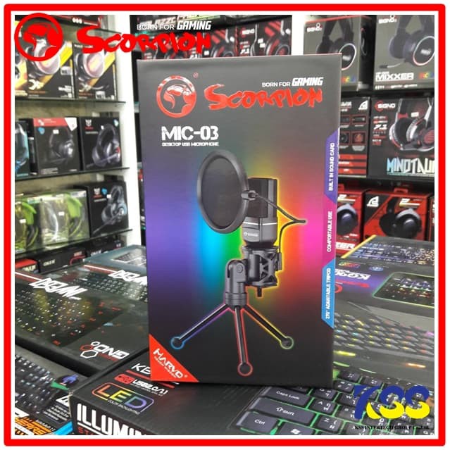 MARVO MIC-03 ไมโครโฟน ตั้งโต๊ะ ระบบ Omnidirectional พร้อมขาตั้งและกันลม | Shopee Thailand