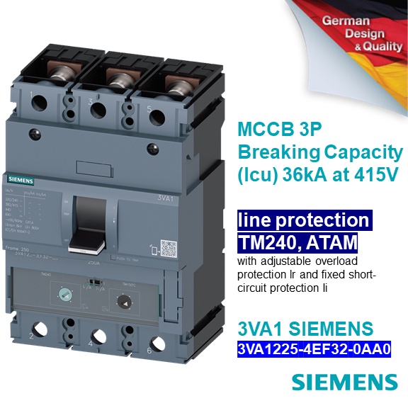 MCCB Siemens รุ่น 3VA1 3P - พิกัดกระแส 250A-630A - Icu up to 36kA at ...