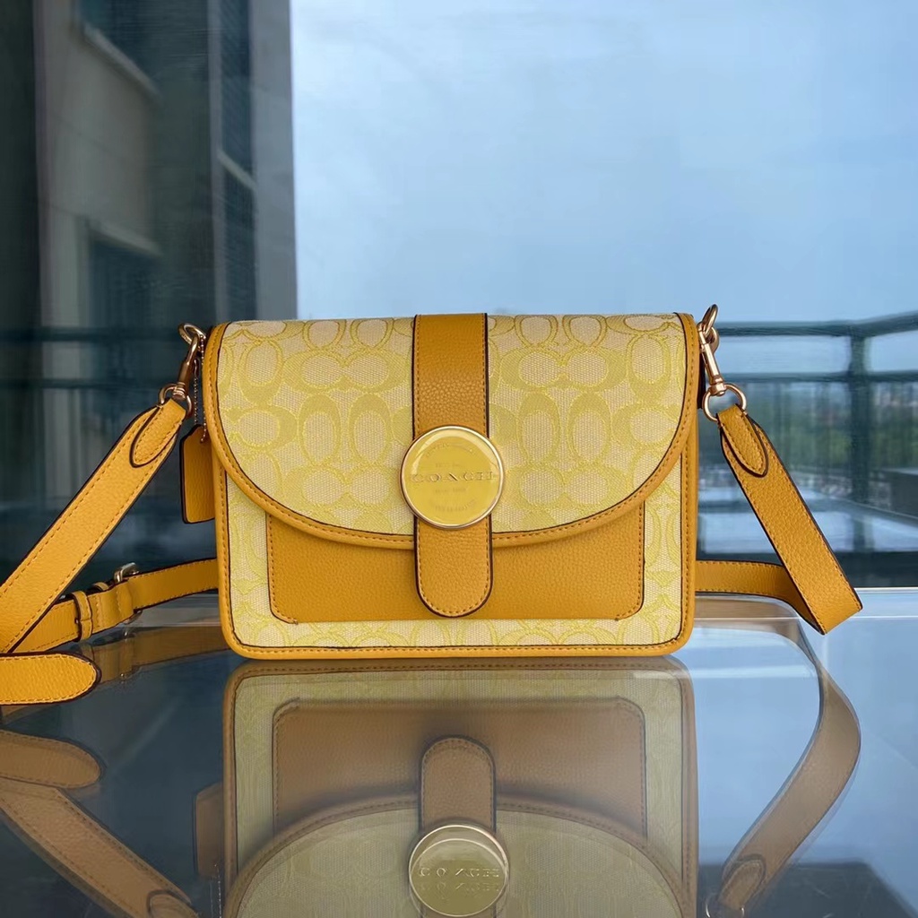 COACH C8307 ผู้หญิงจัดส่งฟรี ผู้สื่อสาร กระเป๋าแคนวาสโลโก้ กระเป๋าสะพาย ...