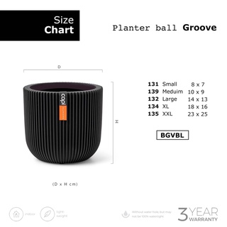BGVBL 132 Planter Ball Groove black (Size D 14 x H 13 cm) - กระถาง ...
