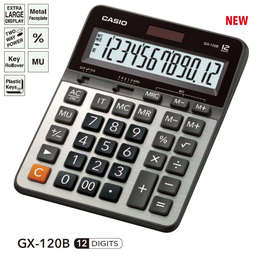 เครื่องคิดเลข CASIO GX-120B 12หลัก (ของแท้ รับประกัน 2 ปี) | Shopee ...