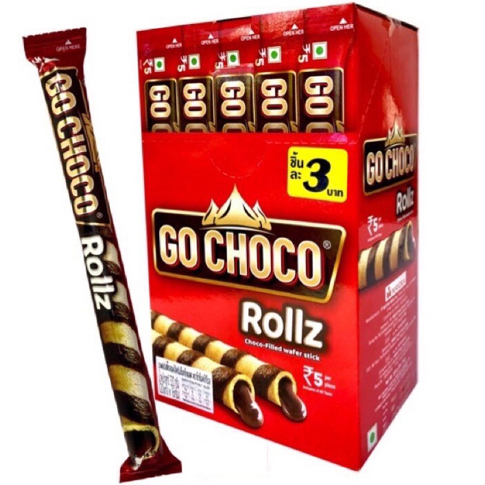 Go Choco Rollz โก ช็อคโก้ โรล 320 กรัม (กล่อง 20 แท่ง) เวเฟอร์โรล ...