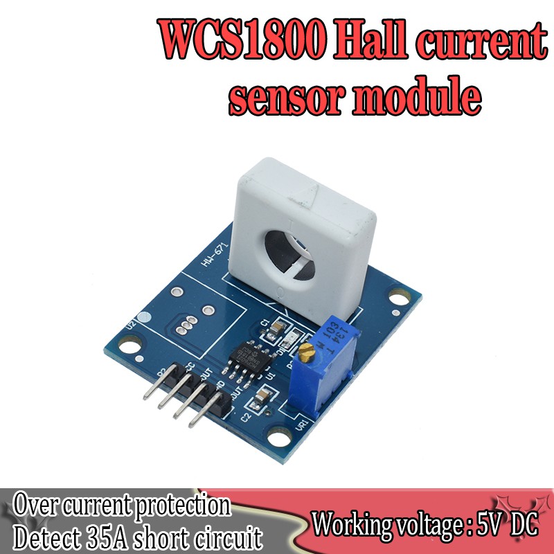 DC 5V WCS1800 Hall Current Detection Sensor Module 35A แม่นยำด้วยไฟสัญญาณกระแสเกิน | Shopee Thailand